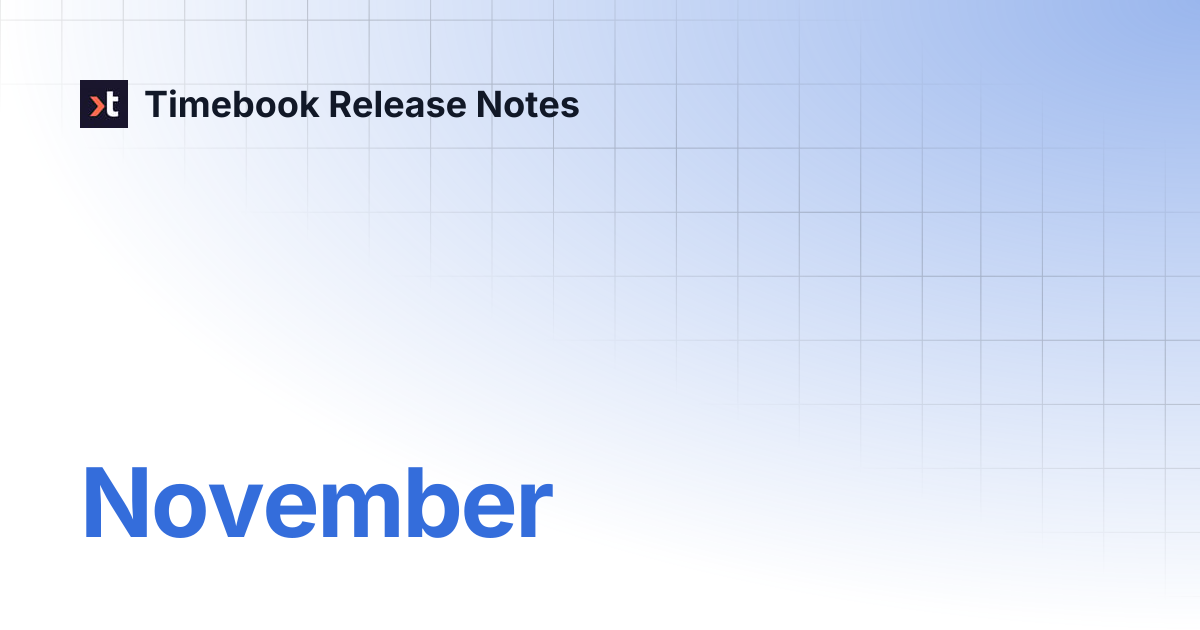 November | Timebook Release Notes